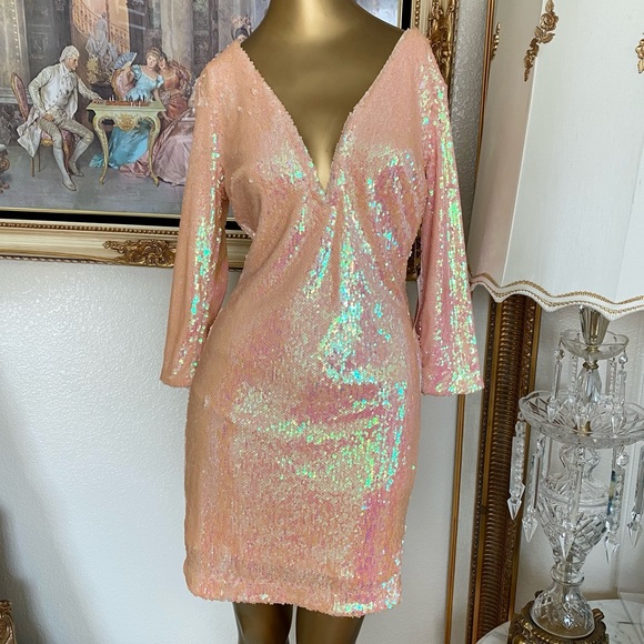 VENUS | Dresses | Venus Sequin Low Plunge Dress | Poshmark